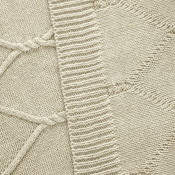Bedding | Luxury Cotton Knitted Cable Throw Blanket Cream | Poshmark